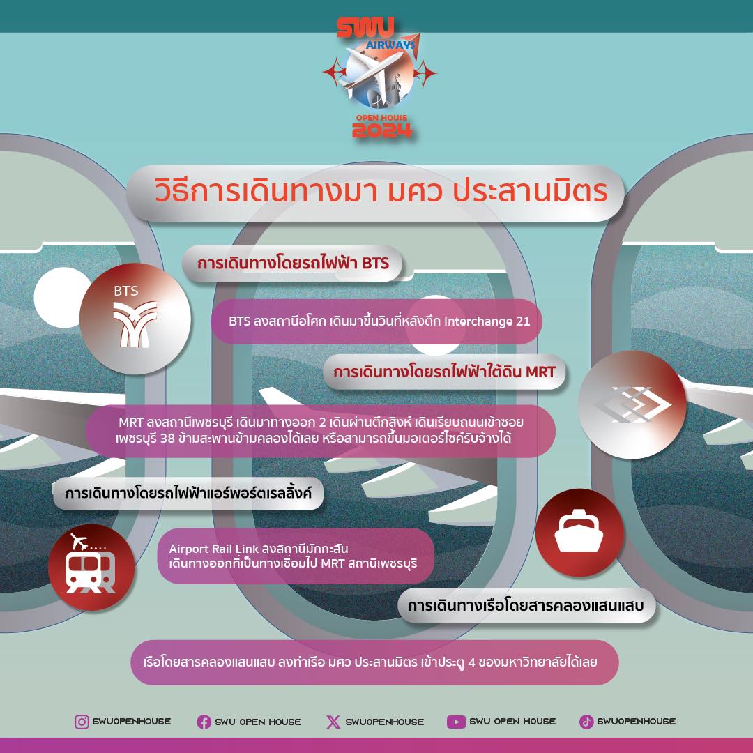 วิธีการเดินทางมางาน SWU Open House 2024 : Airways