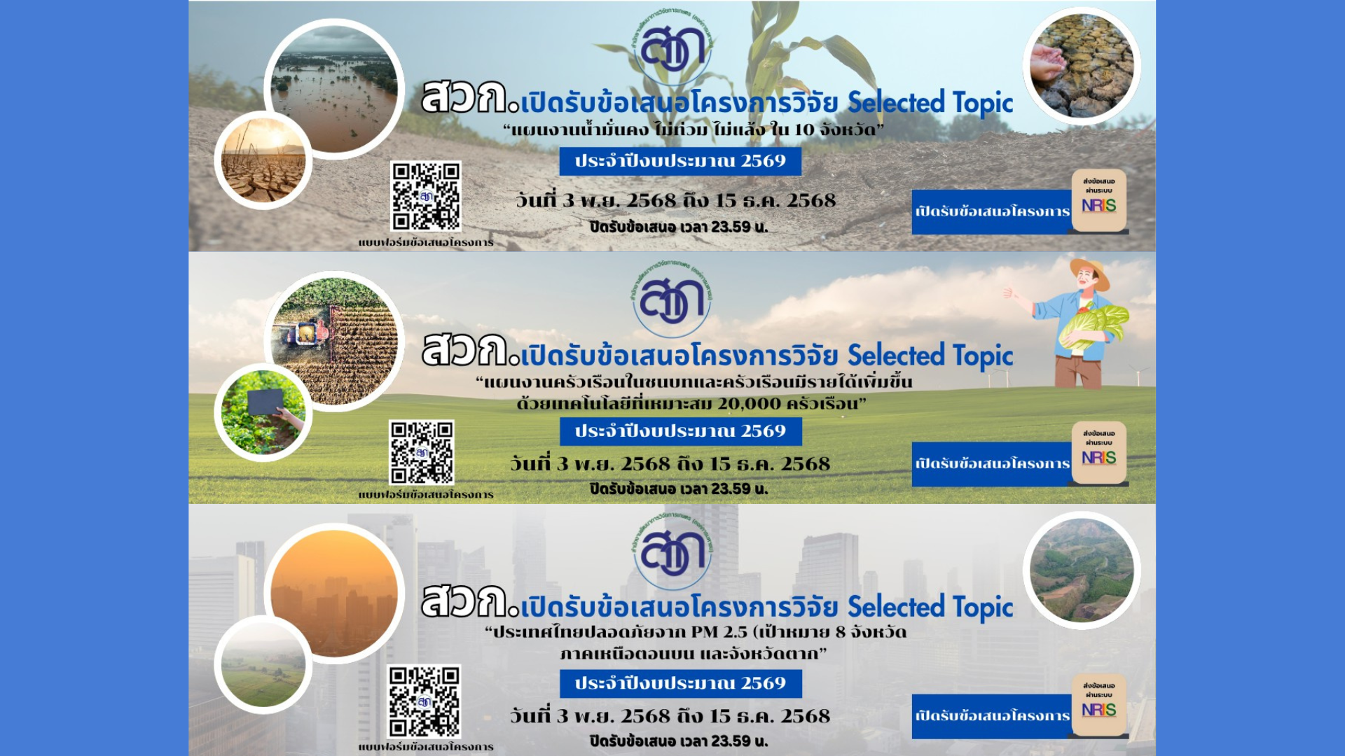 สำนักงานพัฒนาการวิจัยการเกษตร (องค์การมหาชน) ประกาศเปิดรับทุนวิจัย