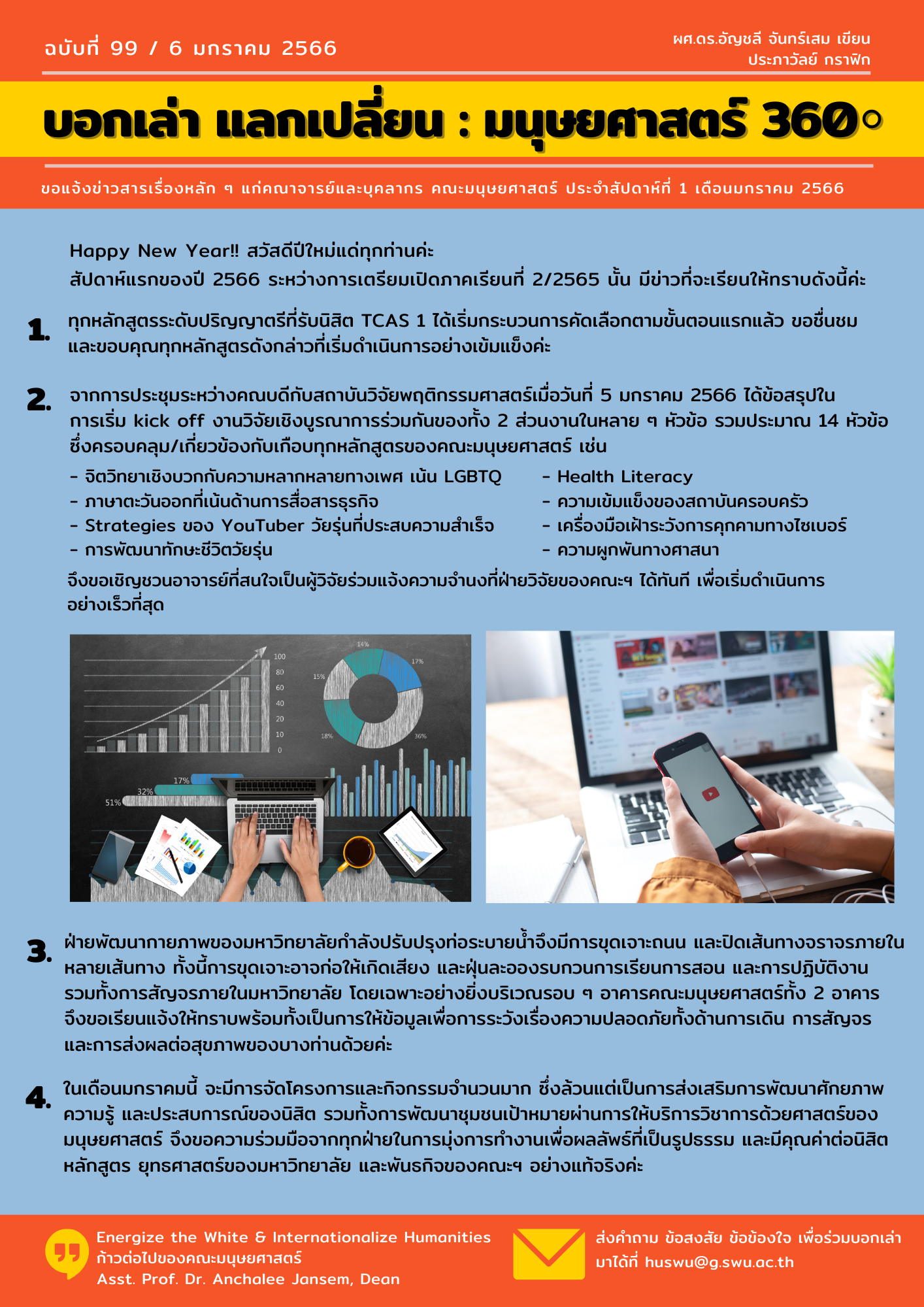 ประชาสัมพันธ์ข่าวคณะมนุษยศาสตร์รายสัปดาห์ที่ 1 เดือนมกราคม 2566